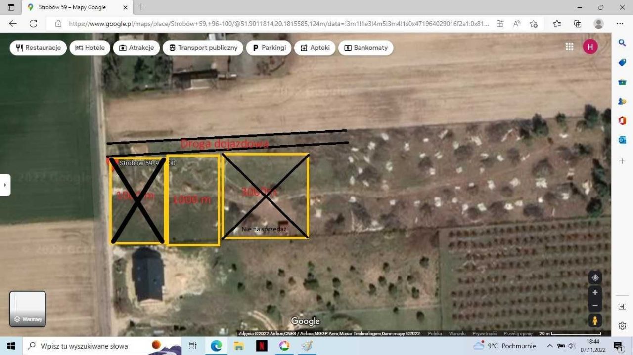 Działka Strobów, bez pośrednika - 1000 m²